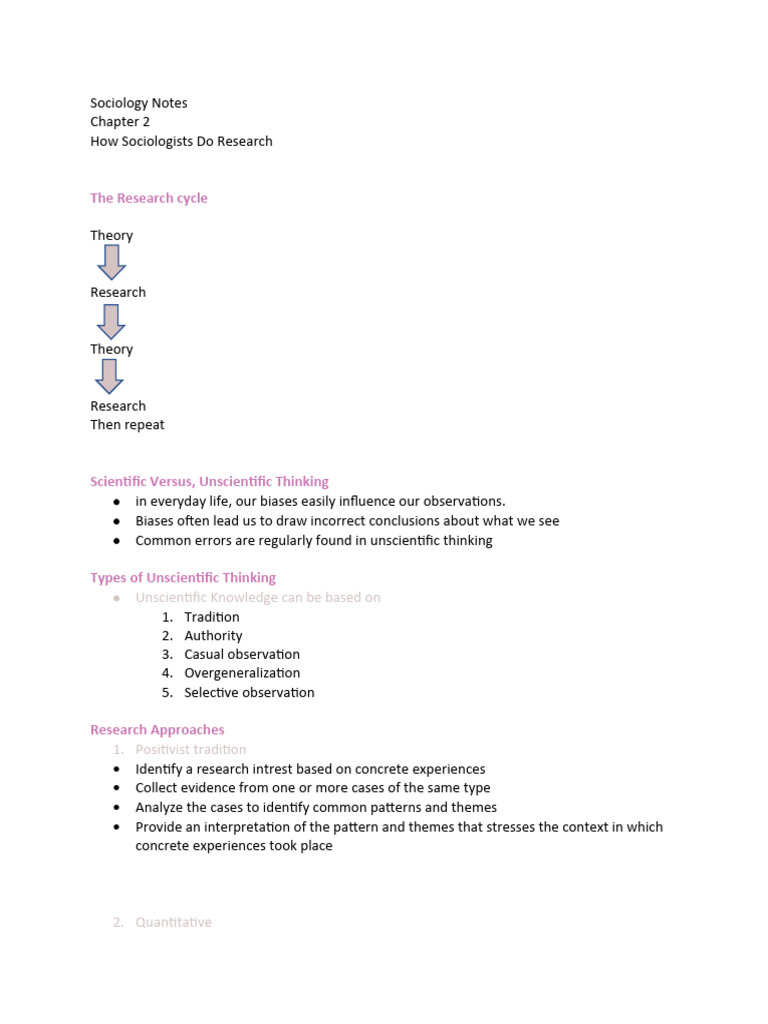 Sociology Chapter 2 Notes | PDF
