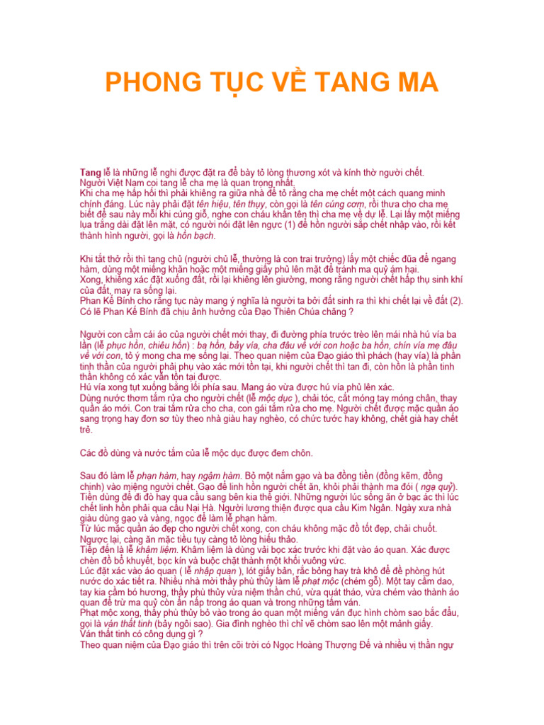 Phong Tục Về Tang Ma - 57898 | PDF