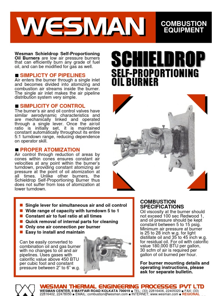 Wesman Schieldrop Burner | PDF | Valve | Combustion