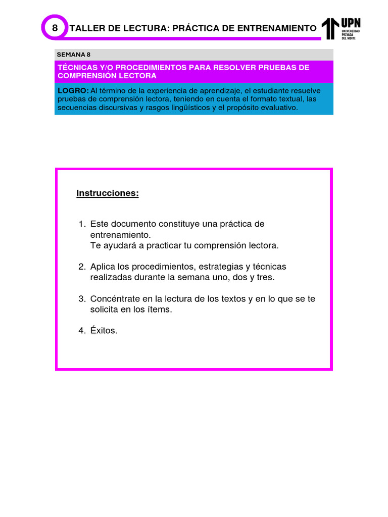 SEM 8 - Guía de Actividades de Lectura | PDF | Comprensión lectora | Gobierno