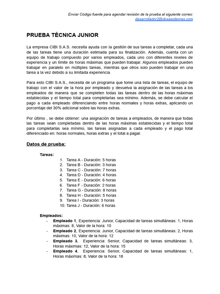 Prueba Técnica Lógica Junior | PDF | Informática