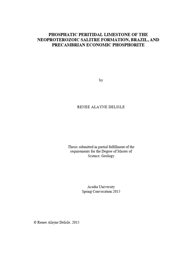 Phosphatic Peritidal Limestone of The Neoproterozoic Salitre Formation ...