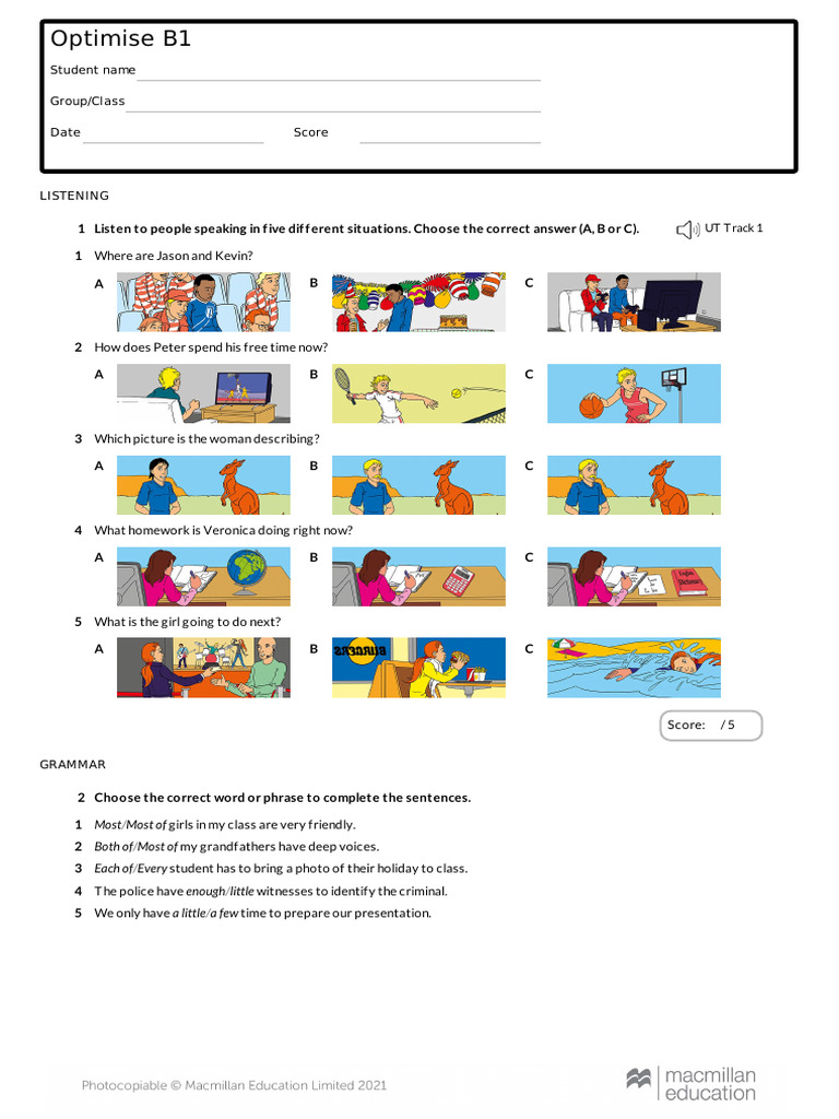 Optimise b1 Units 1 and 2 | PDF