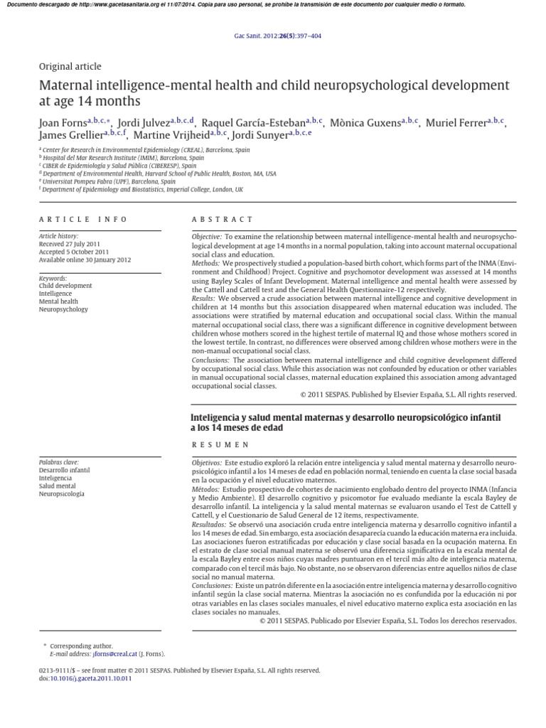 Maternal Intelligence and Child Development | PDF | Intelligence ...
