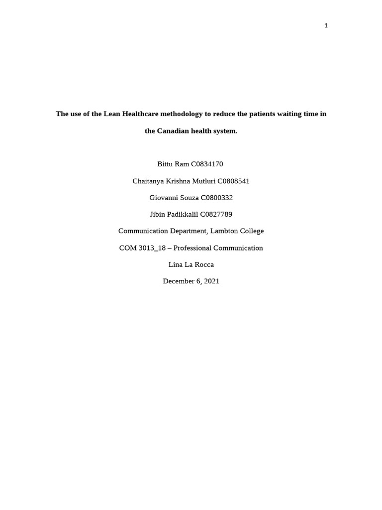 Final Project Report | PDF | Lean Manufacturing | Health Care Final Project Report | PDF | Lean Manufacturing | Health Care