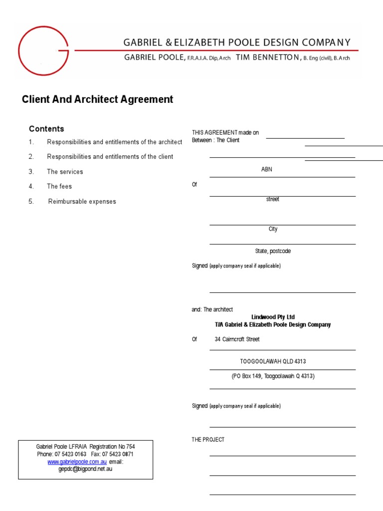 Architect Agreement Contract 2 | Architect | Indemnity