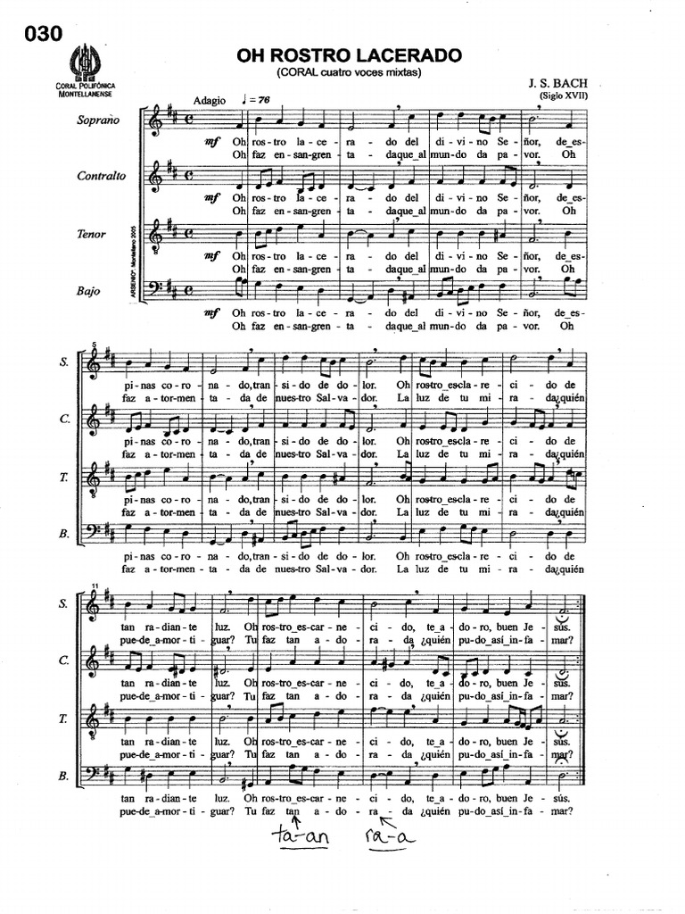 Oh Rostro Lacerado | PDF | Musica coral | Cantatas