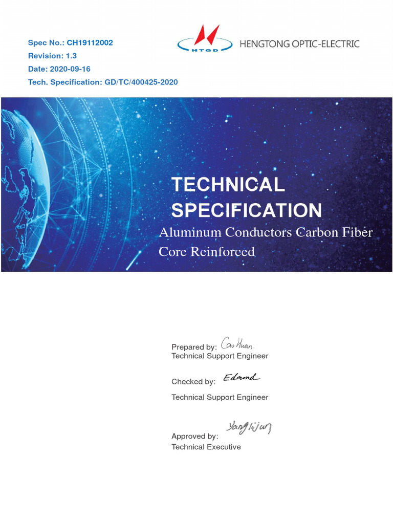 Technical Specification For Aluminum Conductors Carbon Fiber Core ...
