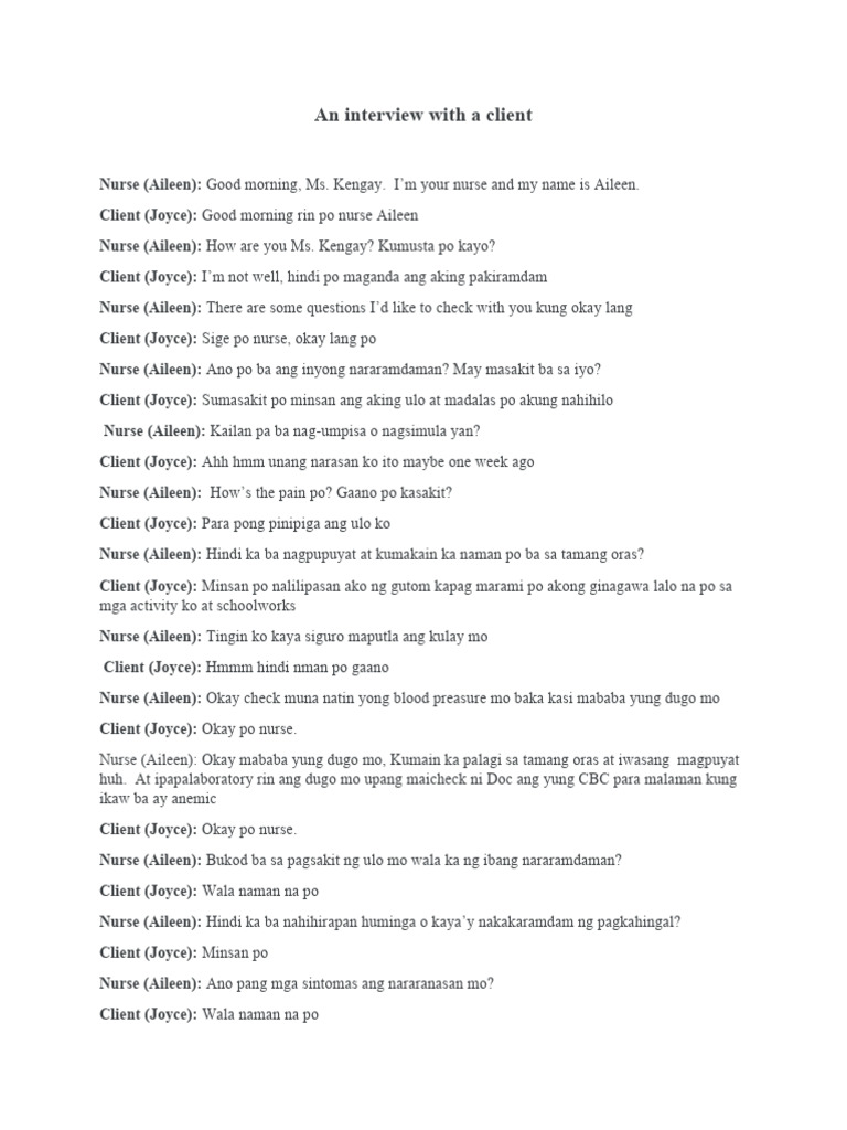 An Interview With A Client | PDF