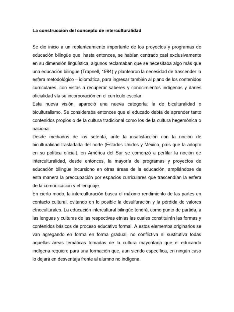 La construcción del concepto de interculturalidad | PDF ...