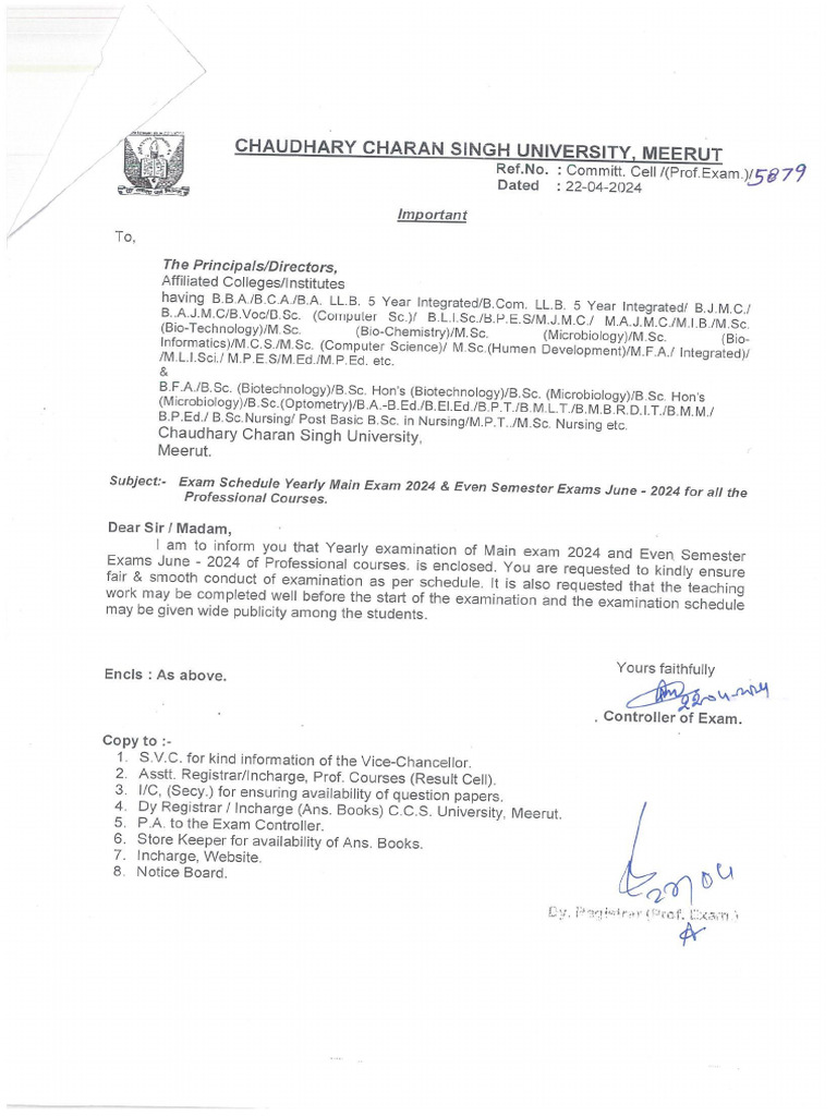 Date Sheet Even Semester June - 2024 (B.A.LL.B. & B.COM - LL.B.) | PDF