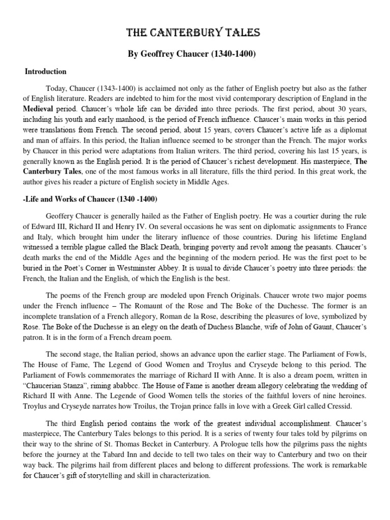 The Canterbury Tales by Geoffrey Chaucer | PDF | The Canterbury Tales ...