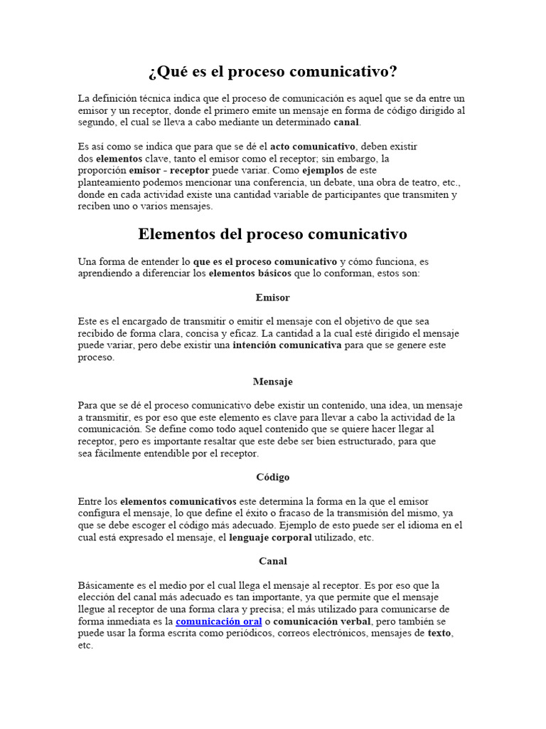 Qué Es El Proceso Comunicativo | PDF | Comunicación | Comunicación humana