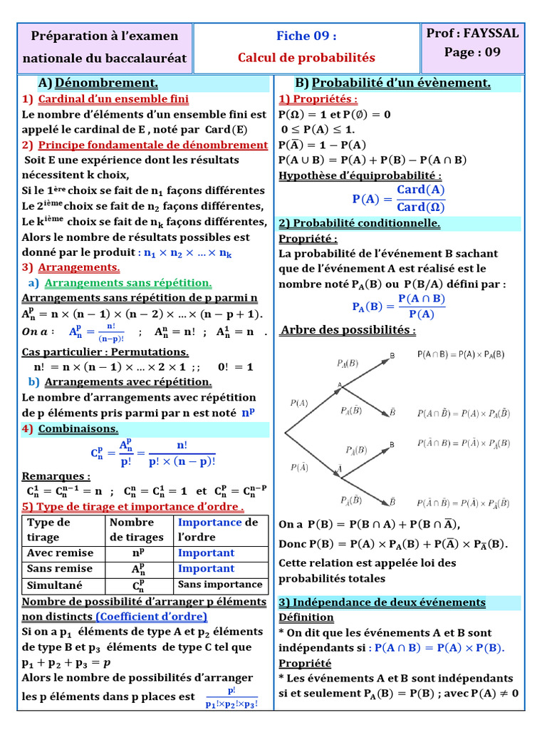 Calcul de Probabilités pour Bac | PDF | Probabilité | Mathématiques