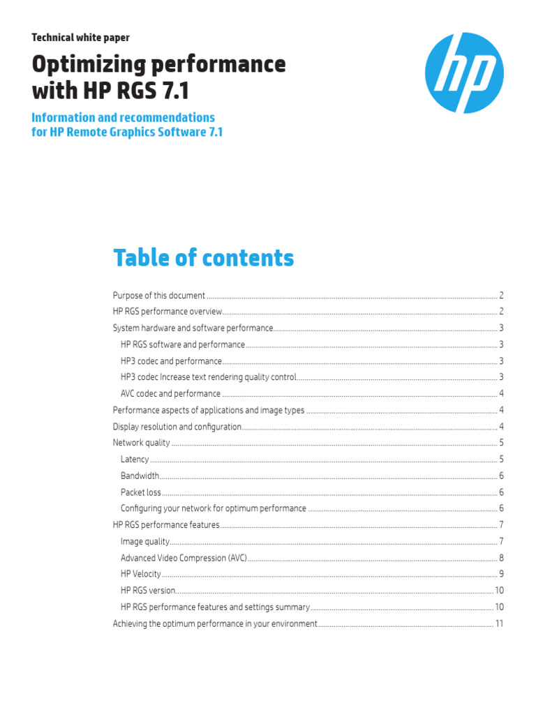 Optimizing Performance with HP RGS Whitepaper (1) | PDF | Computer Network | Data Compression