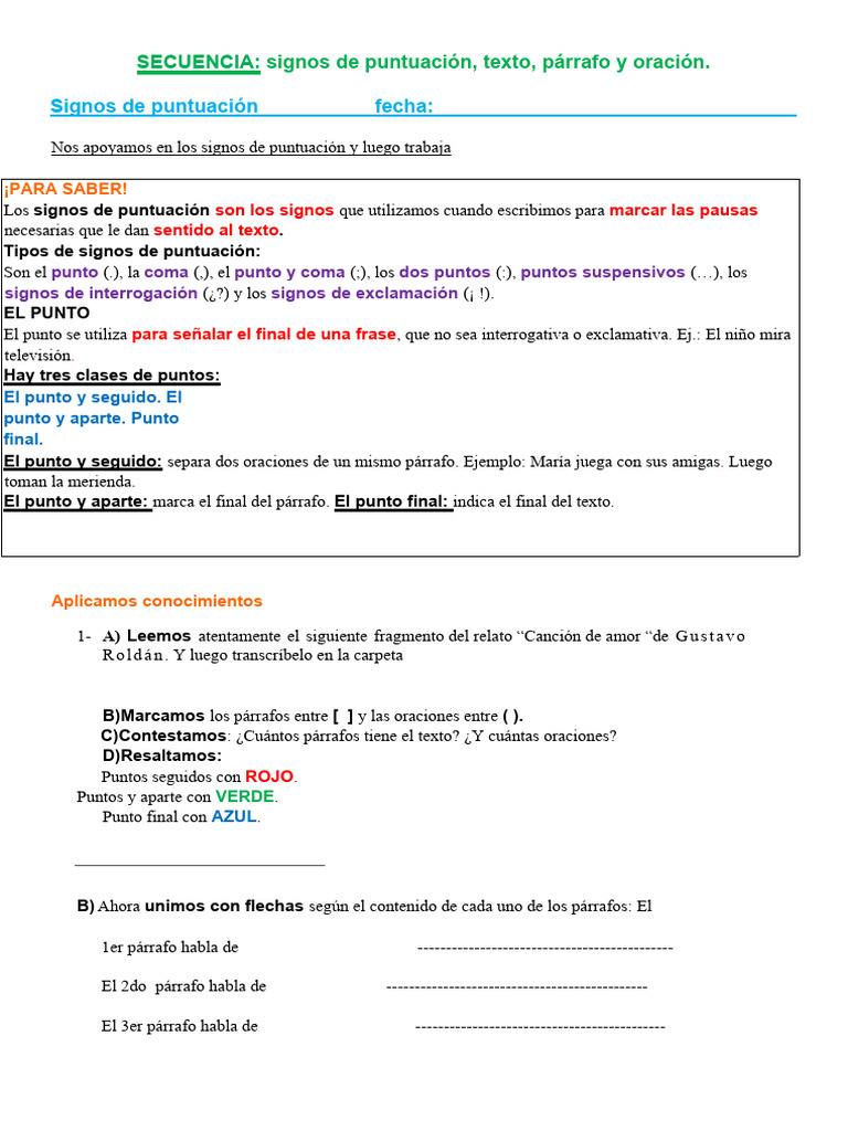Signos de Puntuación, Texto, Parrafo y Oración | PDF | Puntuación | Coma
