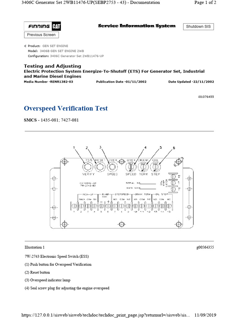 Overspeed Verification Test | PDF | Engines | Switch