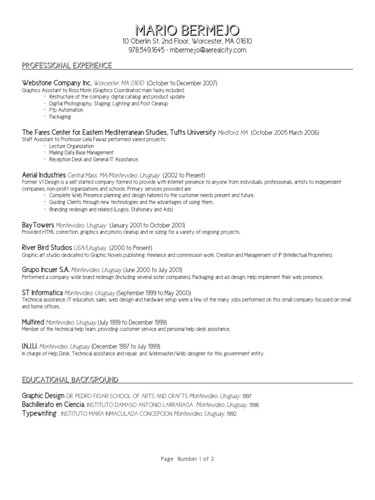 Mario Bermejo Resume | PDF | Graphics | World Wide Web