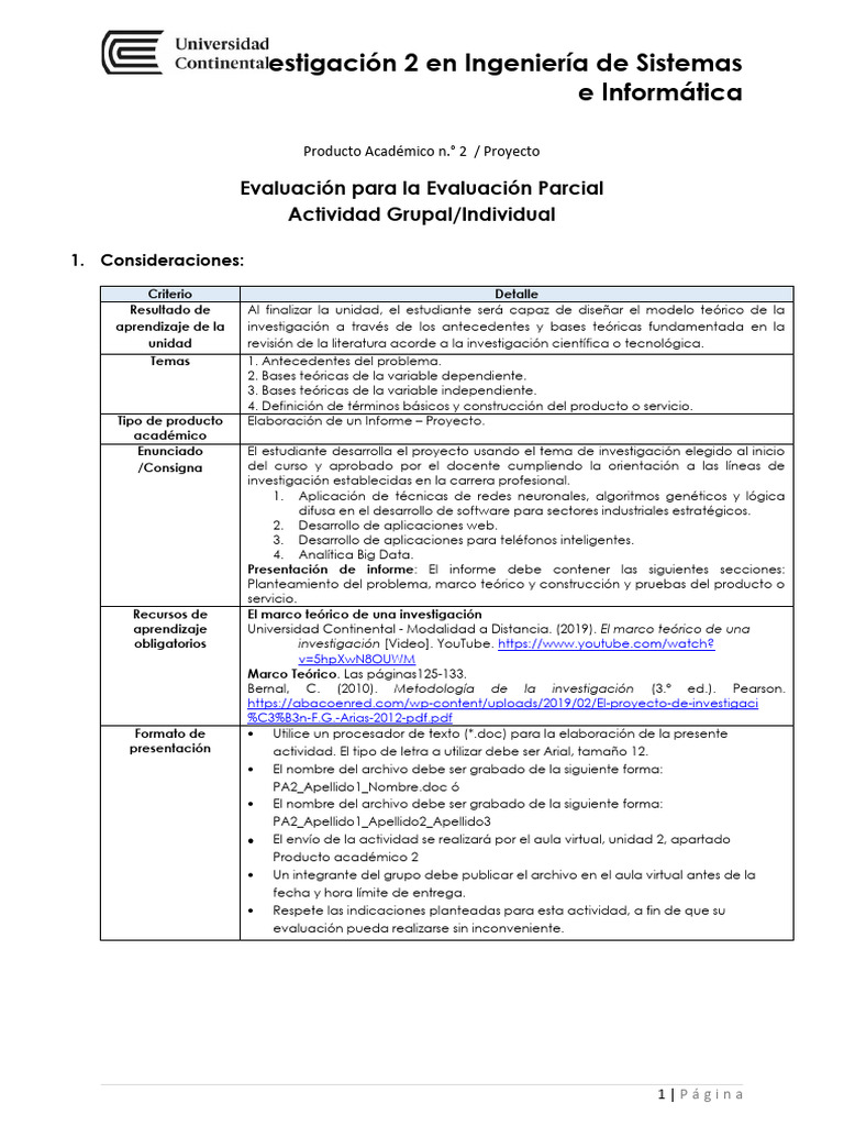 Producto académico 02 Proyecto G | PDF | Software de la aplicacion | Evaluación