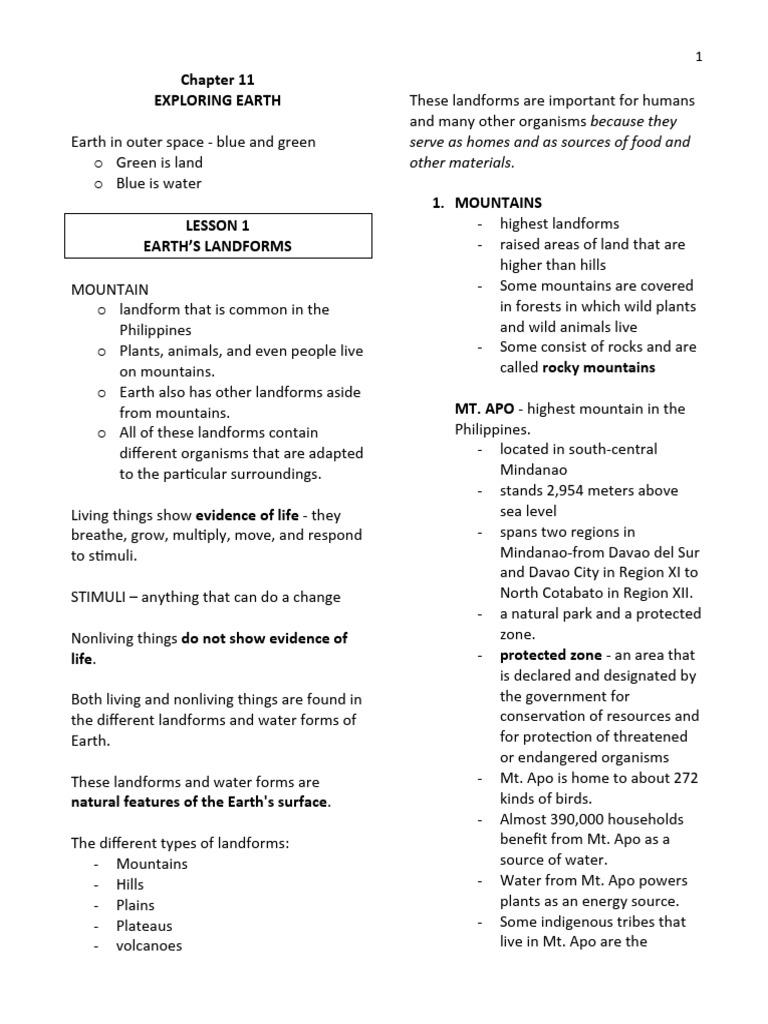 Sci - Lesson 1 Landforms | PDF | Earth Sciences | Physical Geography