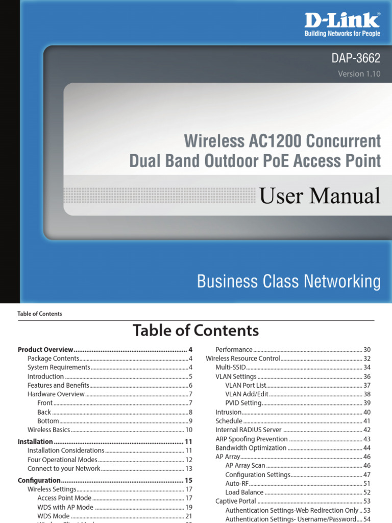 D-Link DAP-3662 User Manual Guide | PDF | Ip Address | Wireless Lan