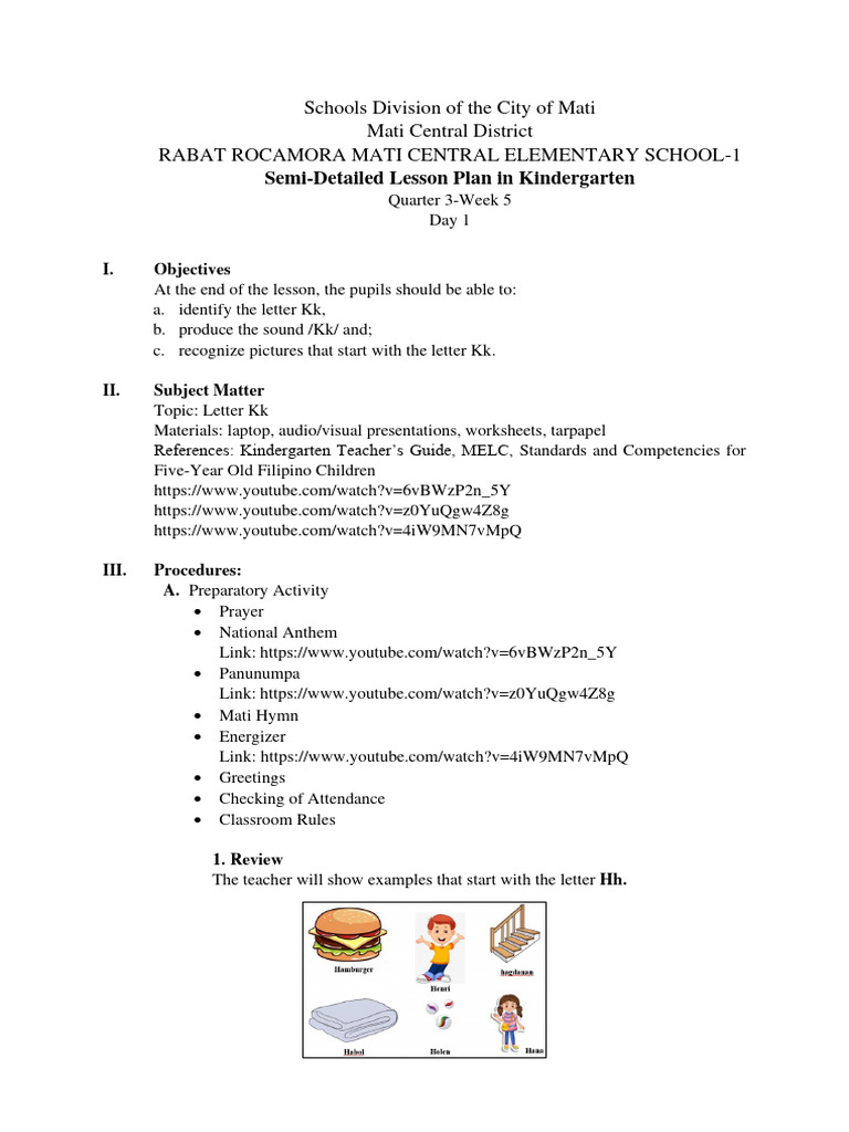 LP Literacy LetterKk Mon | PDF | Teachers | Lesson Plan