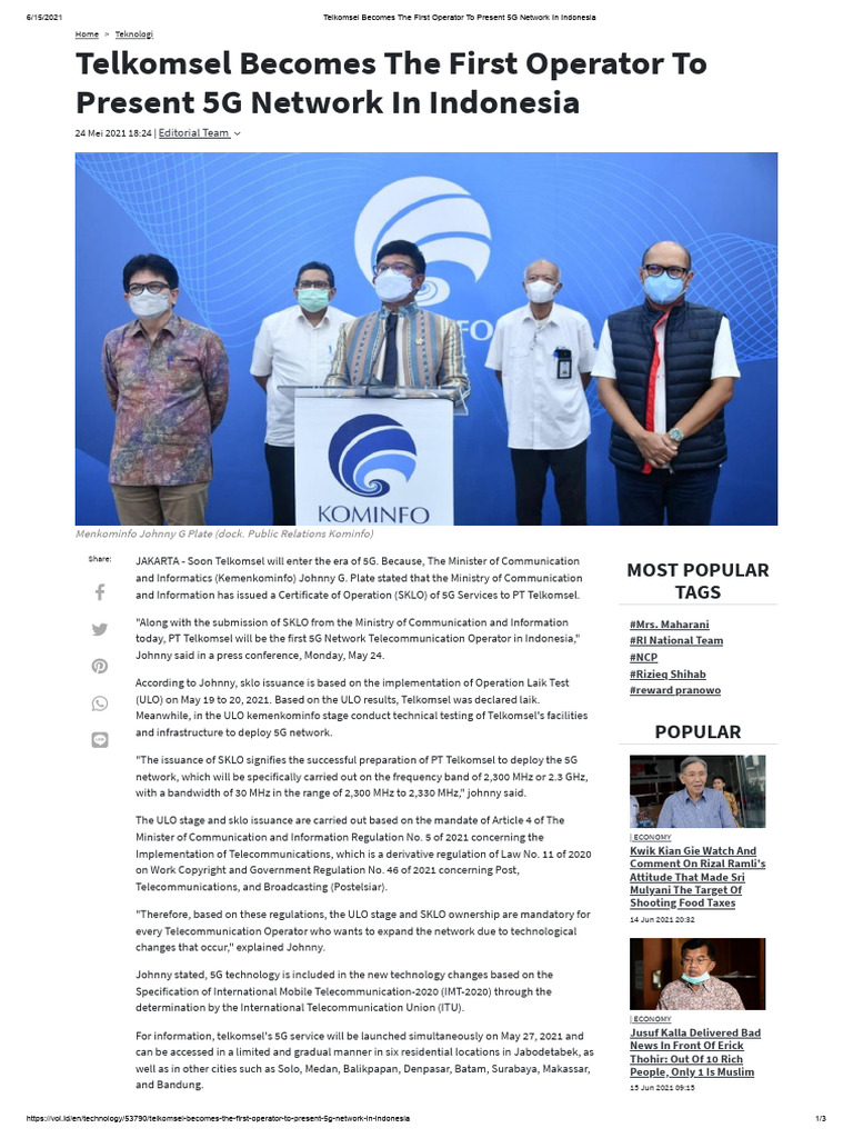 Telkomsel Becomes The First Operator To Present 5G Network In Indonesia ...