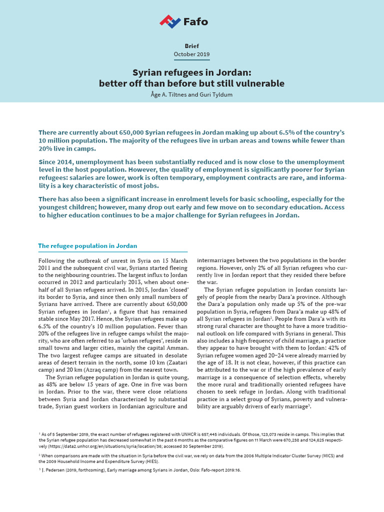 2019 Oct Brief Syrian Ref | PDF | Refugees Of The Syrian Civil War ...
