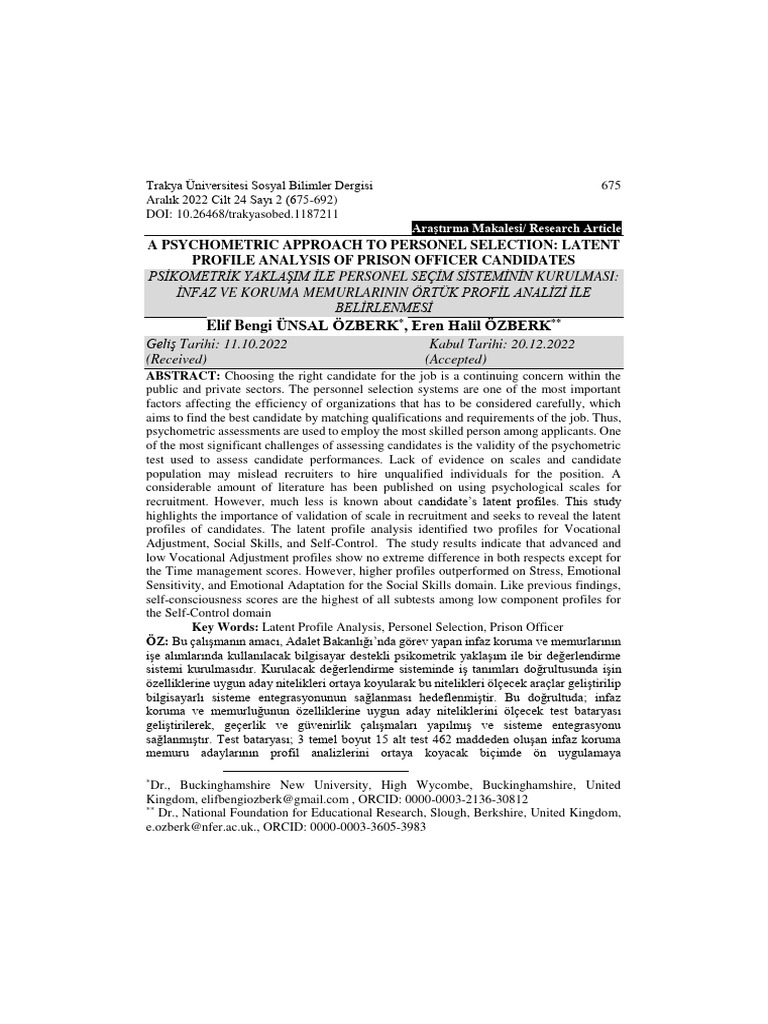 Psychometric Methods in Personnel Selection | PDF | Psychometrics | Behavioural Sciences