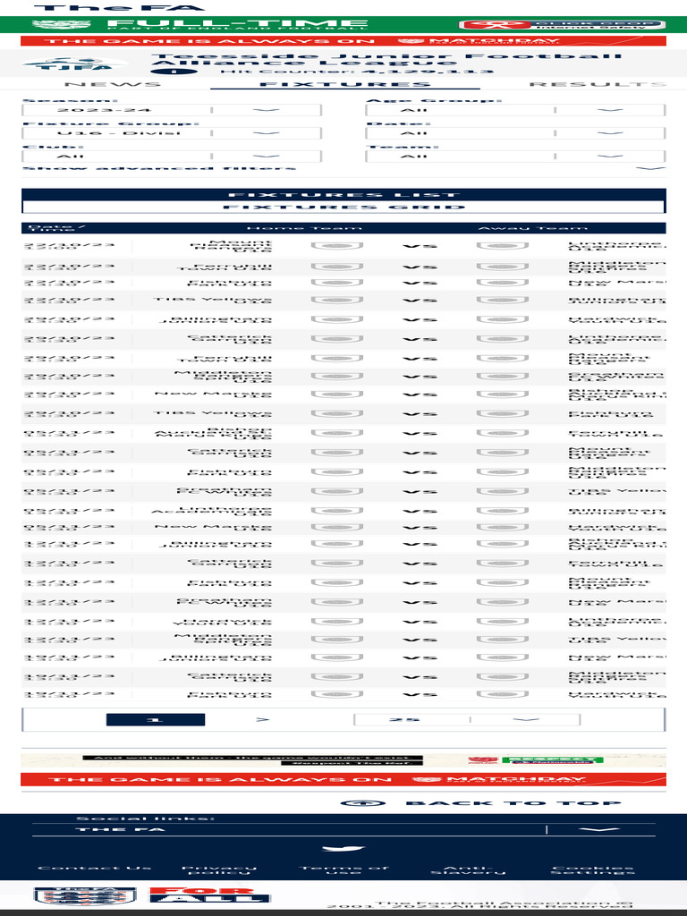 Fixtures Teesside Junior Football Alliance League | PDF | Association ...