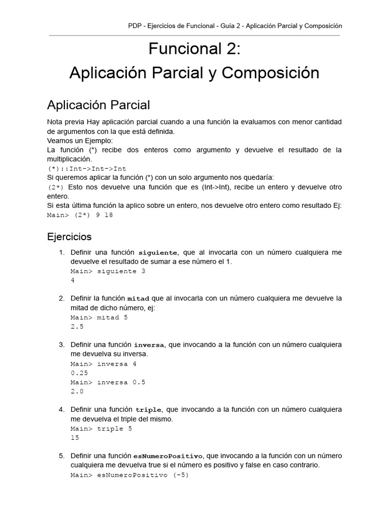 Funcional 2 Aplicación Parcial y Composición | PDF | Función ...