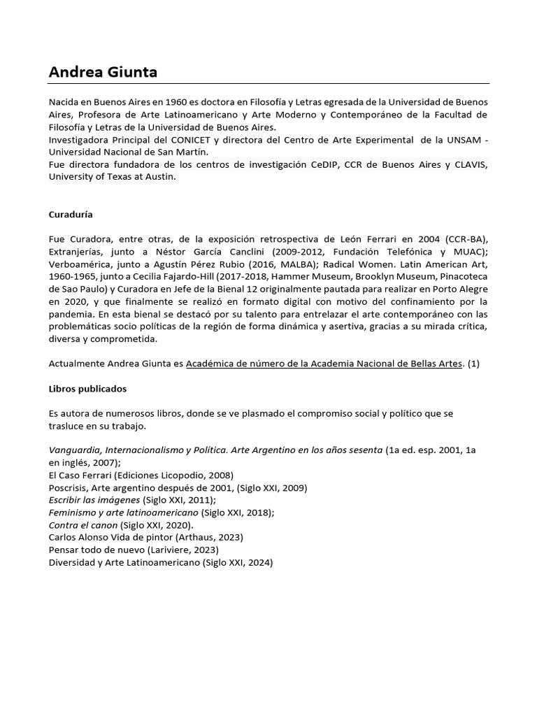 Andrea Giunta: Arte y Compromiso Social | PDF | Las artes