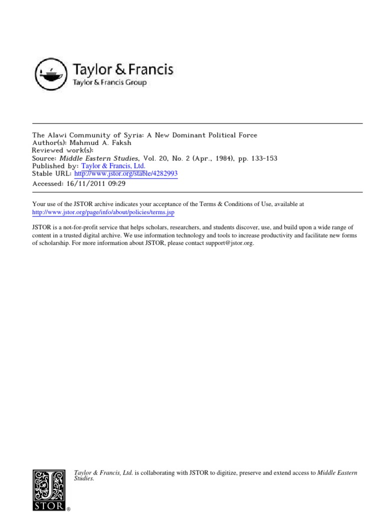 The Alawi Community of Syria: A New Dominant Political Force | PDF ...