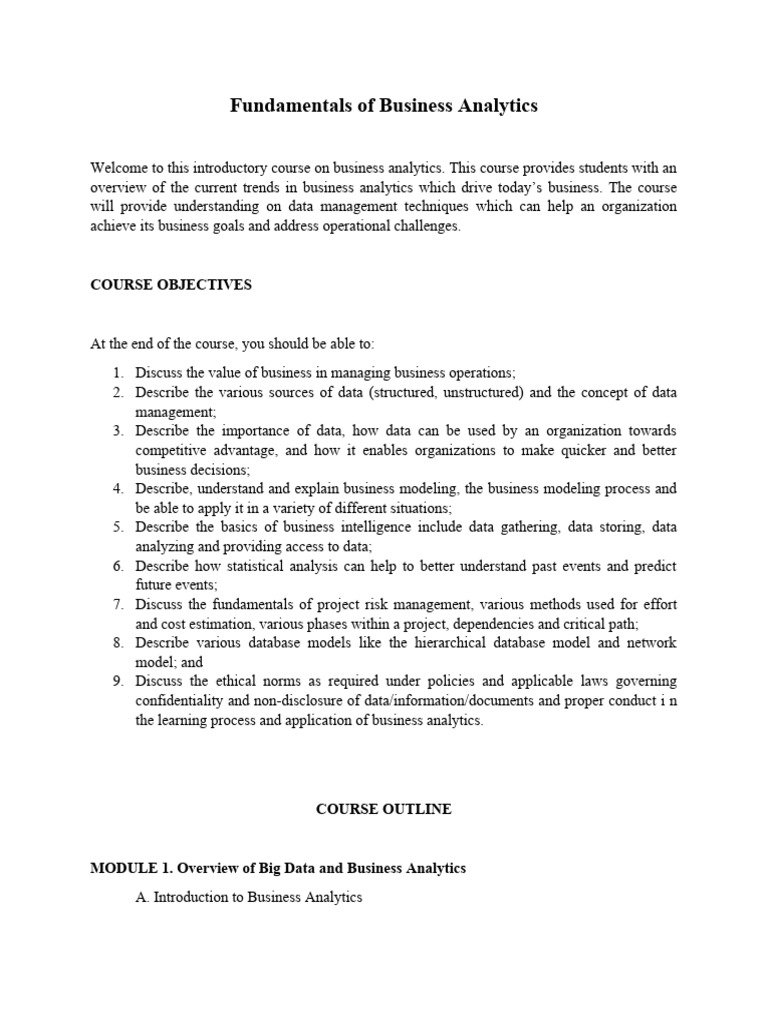 Fundamentals of Business Analytics Module | Download Free PDF ... Fundamentals of Business Analytics Module | Download Free PDF ...