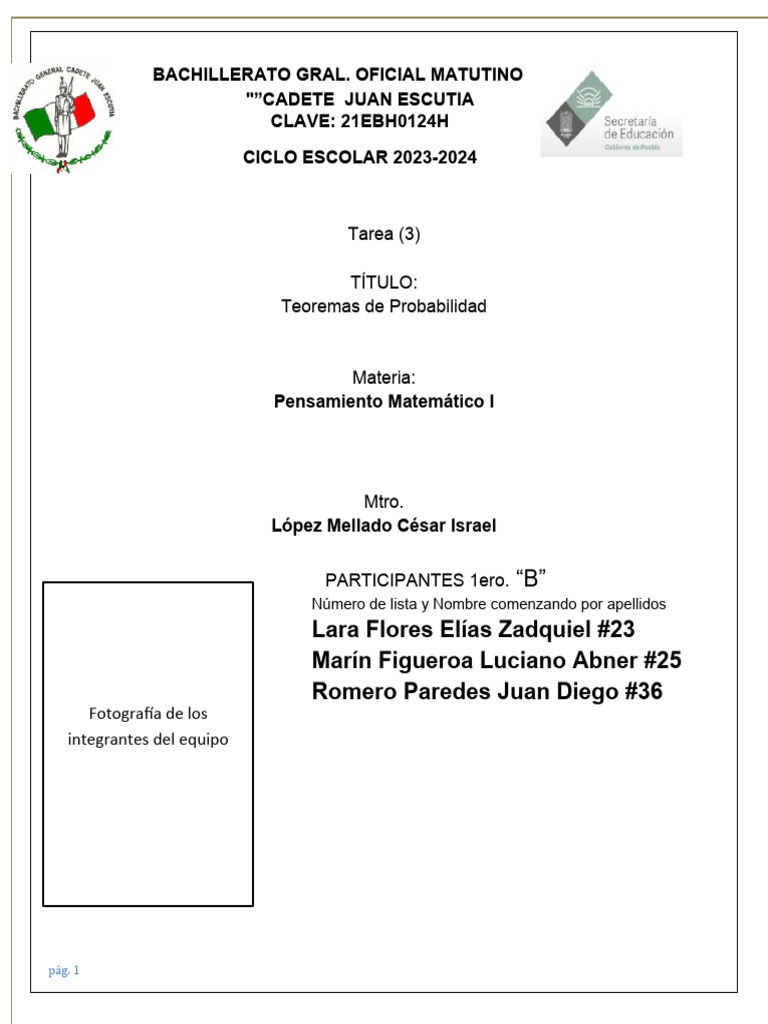 Tarea (3) P.Mat. I-1 | PDF | Estadísticas | Estadísticas descriptivas