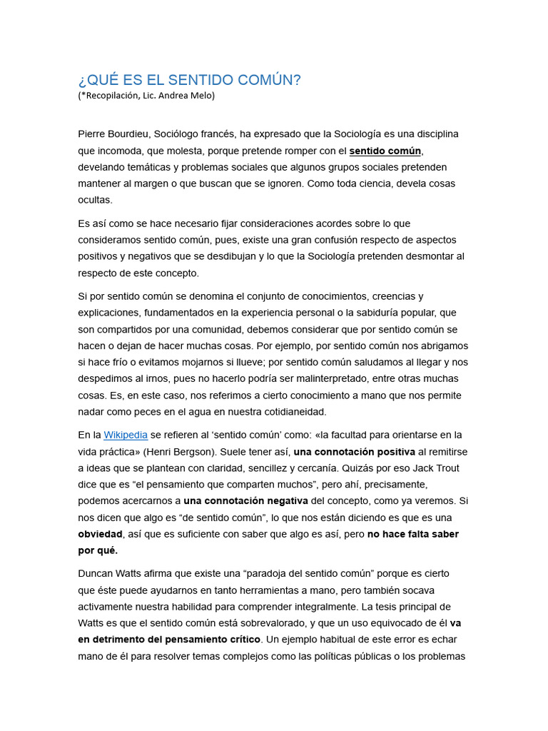 4-Qué Es El Sentido Común | Descargar gratis PDF | Sentido común ...