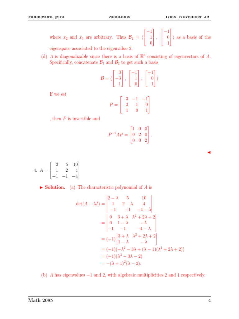2085f17ps10a Eigenvalues D | PDF | Eigenvalues And Eigenvectors | Mathematical Physics