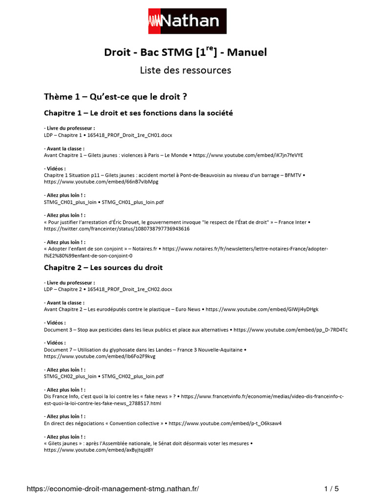 Droit Bac STMG : Thèmes et Ressources | PDF | Sciences sociales ...