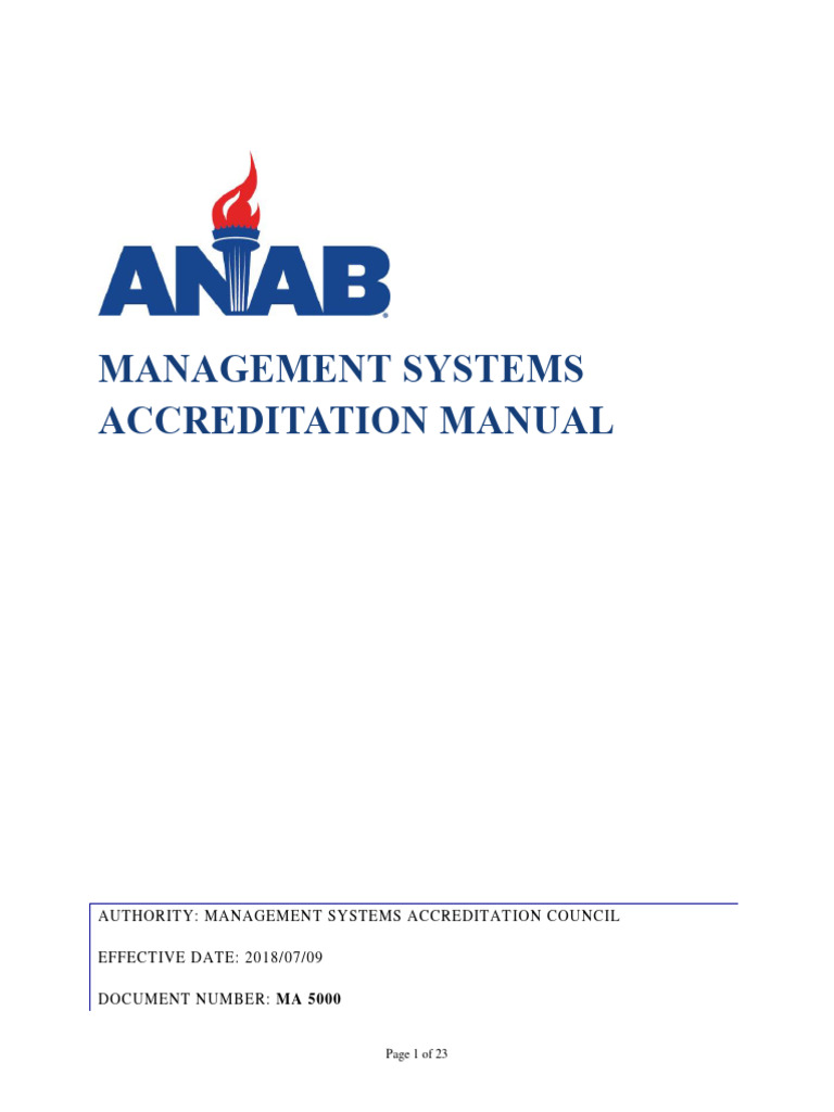 MA 5000 MS Accreditation Manual-1160-11 ANAB | PDF | Audit | Iso 9000