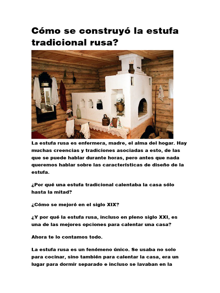 Cómo Se Construyó La Estufa Tradicional Rusa | PDF | Estufa | Hogar