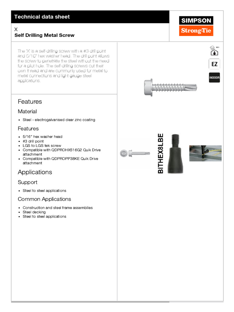 X Self Drilling Metal Screw | PDF | Screw | Building Materials