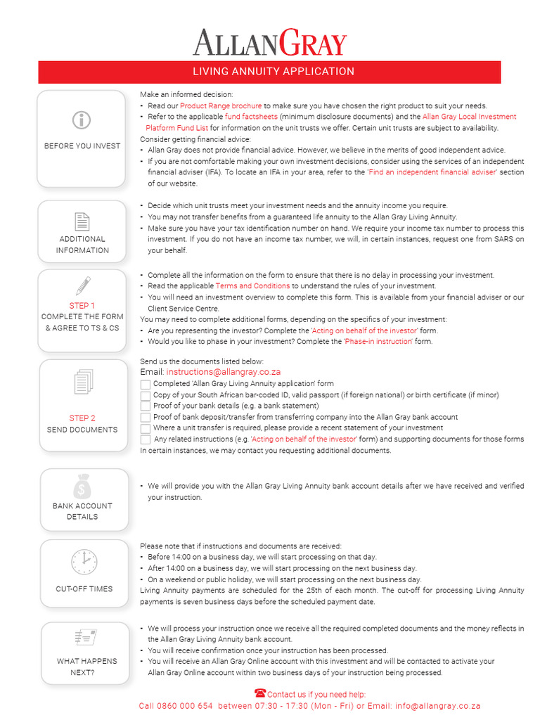 Living Annuity Application | PDF | Taxes | Financial Adviser