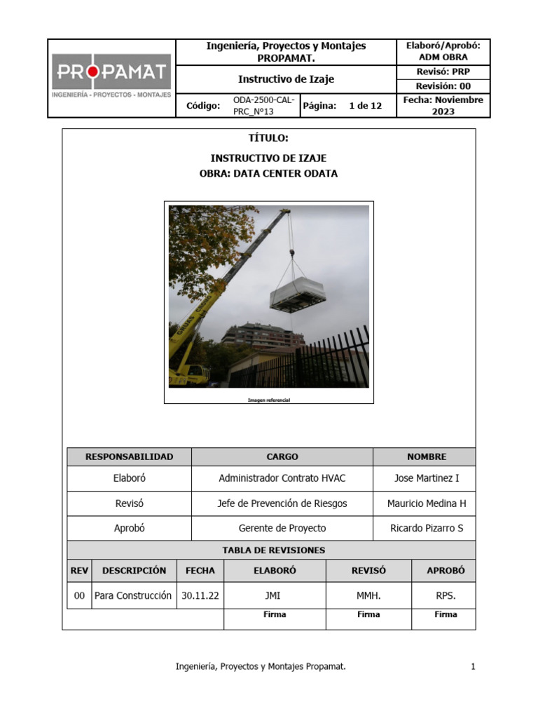 Oda-2500-Cal-Prc - N13 - Instructivo de Izaje Colo 4 | PDF | Grúa (máquina) | Sector secundario ...