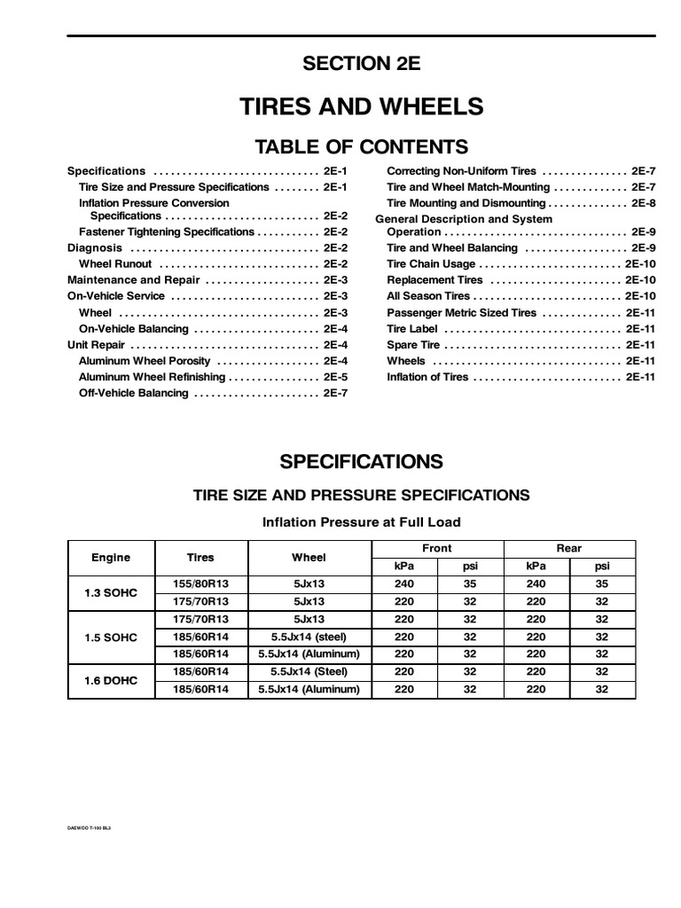 2E. Tires and Wheels | PDF