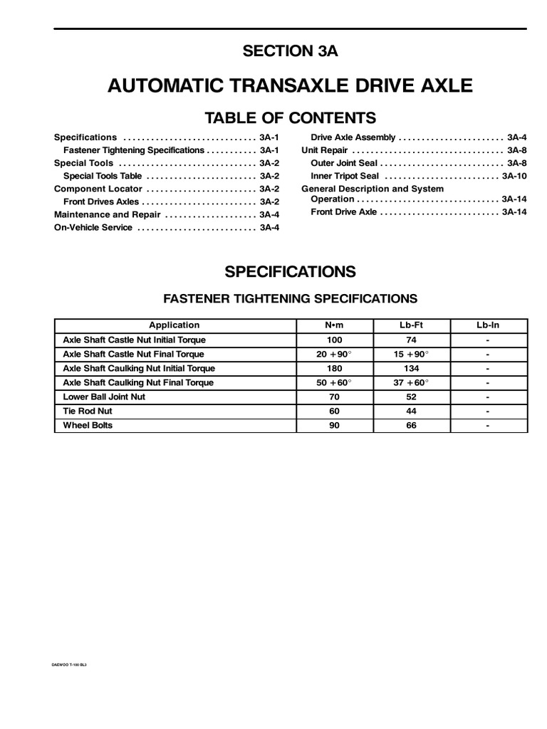 3A. Automatic Transaxle Drive Axle | PDF