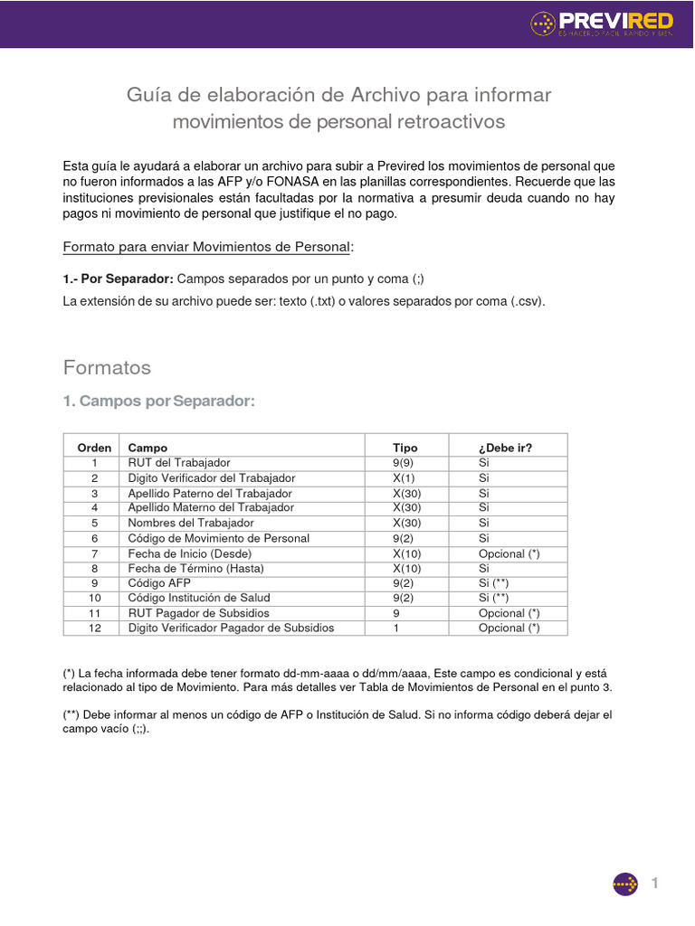 Guía para Archivo de Movimientos de Personal | PDF