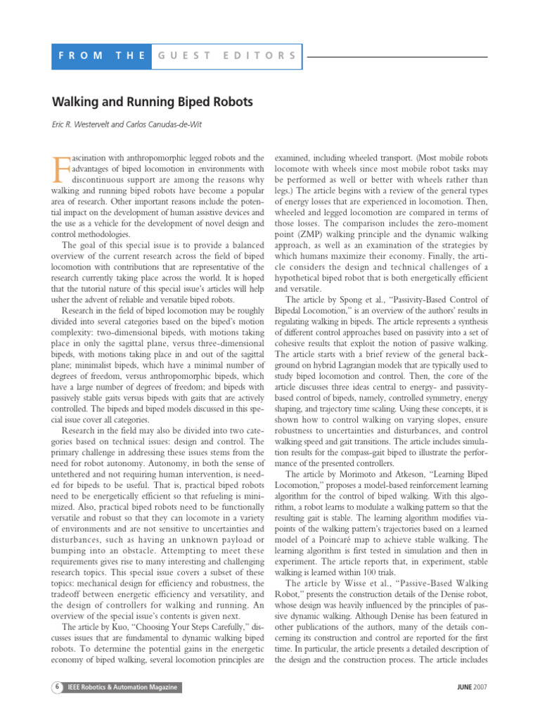 Walking And Running Biped Robots State Of Art Pdf Walking Bipedalism