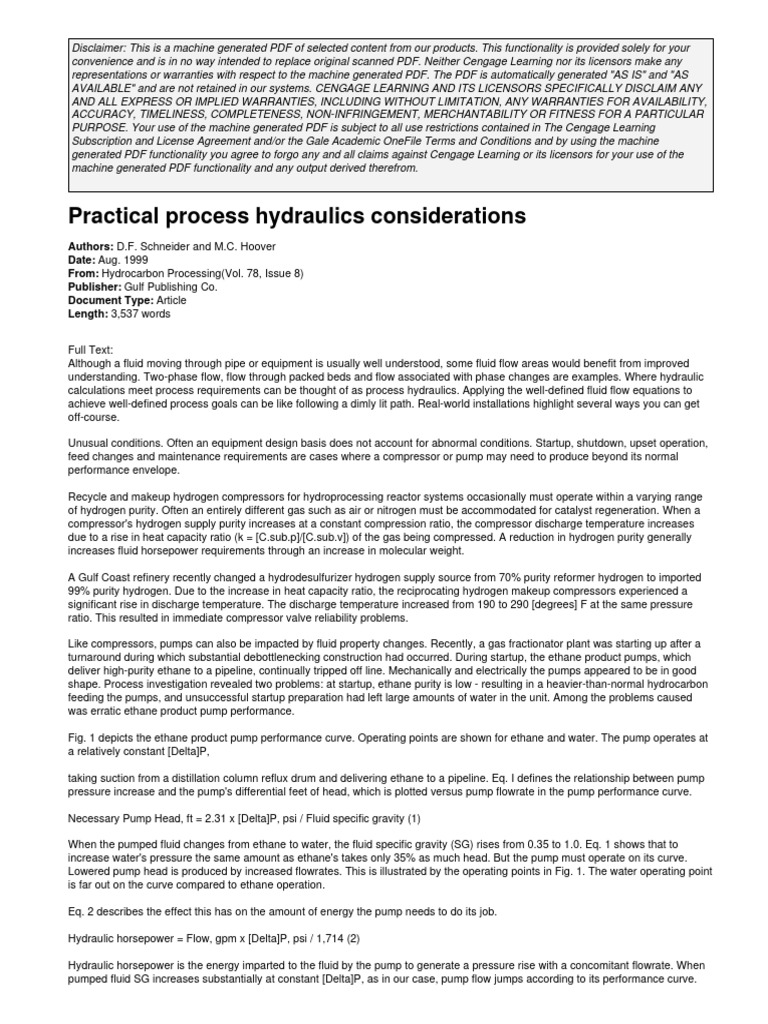 Practical Process Hydraulics C | Download Free PDF | Pump | Liquids