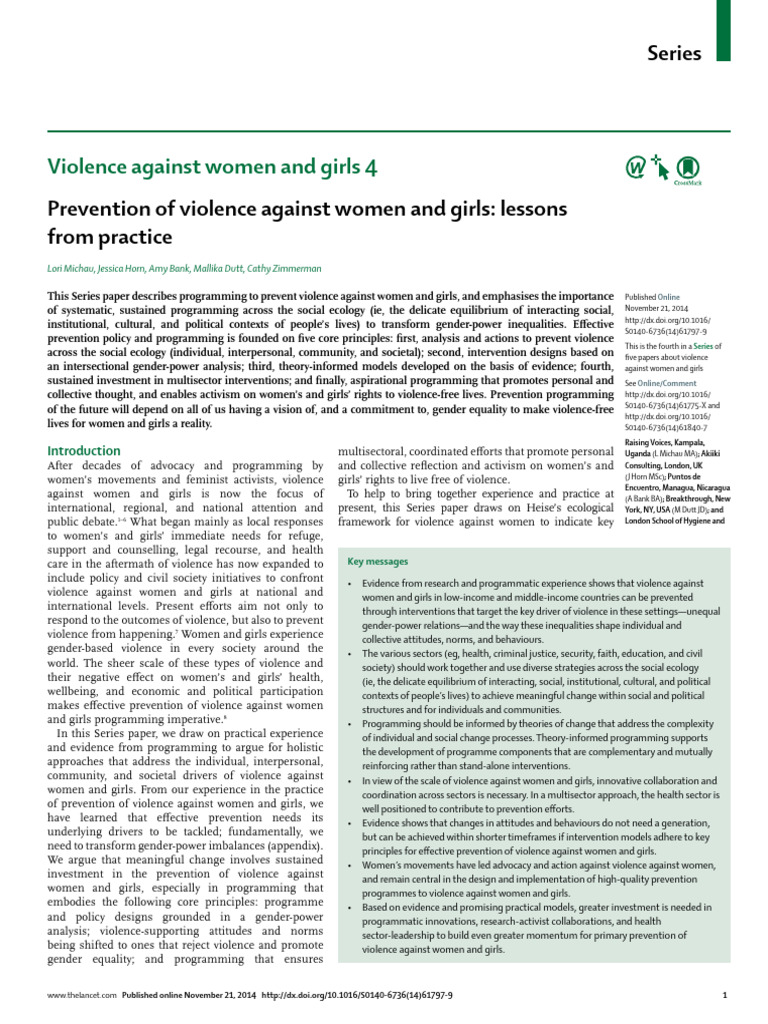 Prevention of Violence Against Women and Girls: Lessons From Practice ...