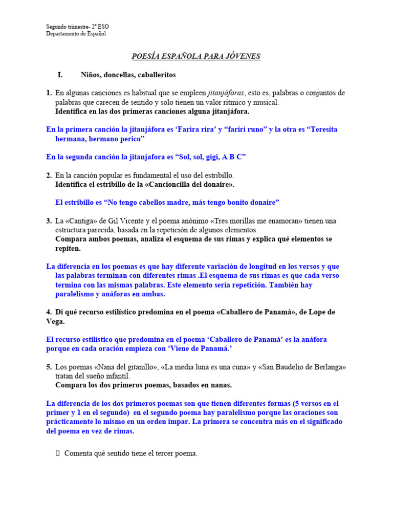 Poesía Española para Jóvenes - Actividades | PDF | Poesía | Canciones
